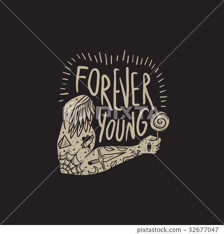 Forever Young Drawing Motivation Concept - Stock Illustration [32677047 ...