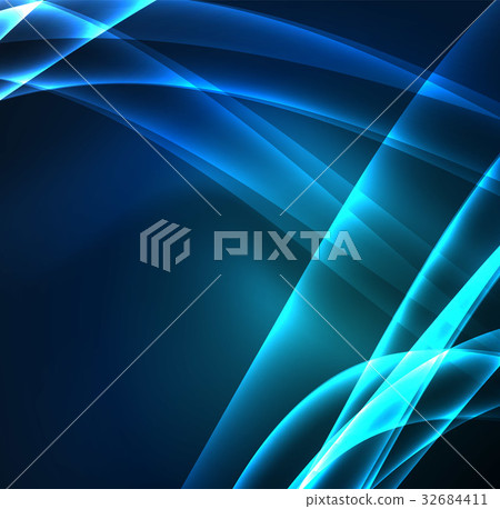 Energy lines, glowing waves in the dark, vector - Stock Illustration ...