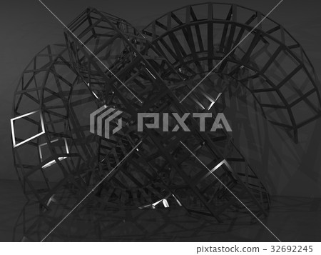 physical wire-frame structure installation. 3d - Stock Illustration ...