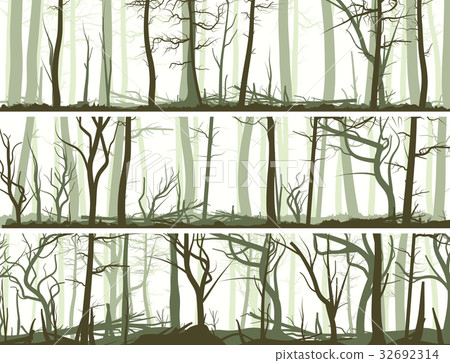 Horizontal banners with many tree trunks. - Stock Illustration ...
