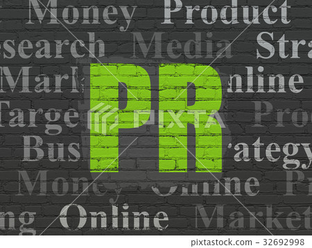 Advertising concept: PR on wall background - Stock Illustration ...