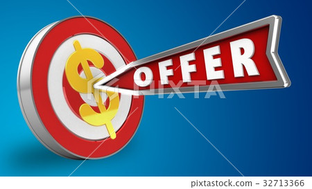 3d illustration of target with offer arrow - Stock Illustration ...