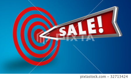 3d illustration of sale arrow with circles target - Stock Illustration ...
