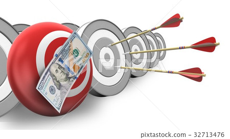 3d illustration of target sphere with three arrows - Stock Illustration ...