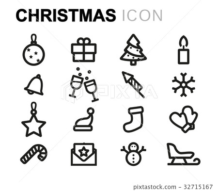 Vector line christmas icons set - Stock Illustration [32715167] - PIXTA