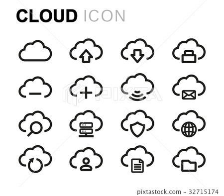 Vector line cloud icons set - Stock Illustration [32715174] - PIXTA