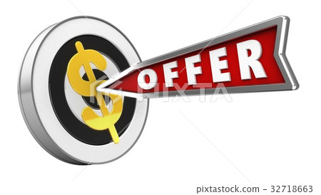 3d illustration of round target with offer arrow - Stock Illustration ...