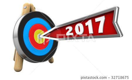 3d illustration of 2017 year arrow with target - Stock Illustration ...