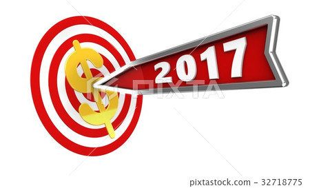 3d illustration of circles target with 2017 year - Stock Illustration ...
