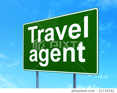 Vacation concept: Travel Agent on road sign - Stock Illustration ...