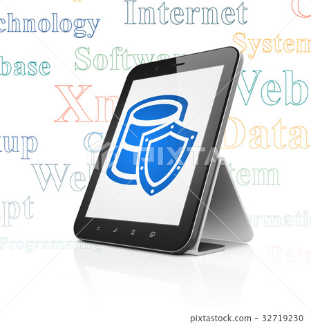 Programming concept: Tablet Computer with Database - Stock Illustration ...