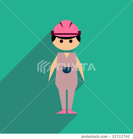 Flat web icon with long shadow Man worker - Stock Illustration ...