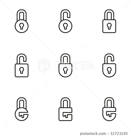 Vector line locks icon set - Stock Illustration [32723295] - PIXTA