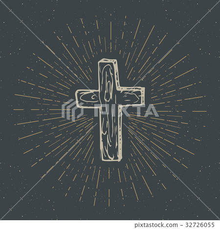 Vintage label, Christian cross religious vector - Stock Illustration ...