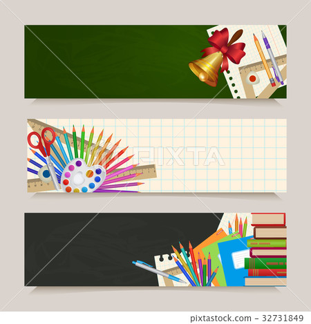 Set of back to school banners with student items - Stock Illustration ...