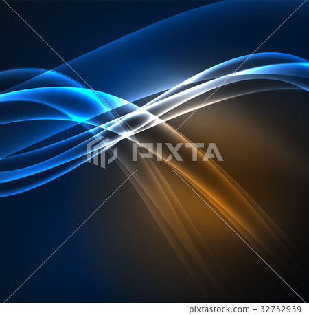 Energy lines, glowing waves in the dark, vector - Stock Illustration ...