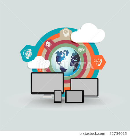 round design with computers - Stock Illustration [32734015] - PIXTA