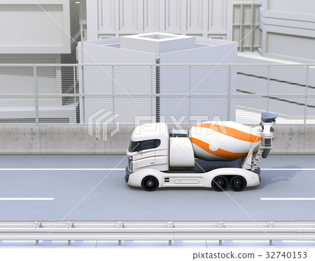 CG image of a track mixer running on a highway - Stock Illustration ...