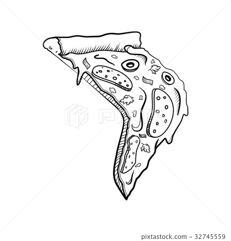 Sketch Piece of pizza - Stock Illustration [32745559] - PIXTA