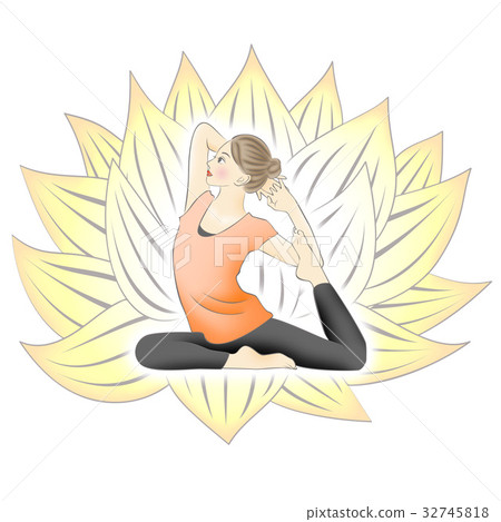 Illustration of yoga and white lotus flowers... - Stock Illustration ...