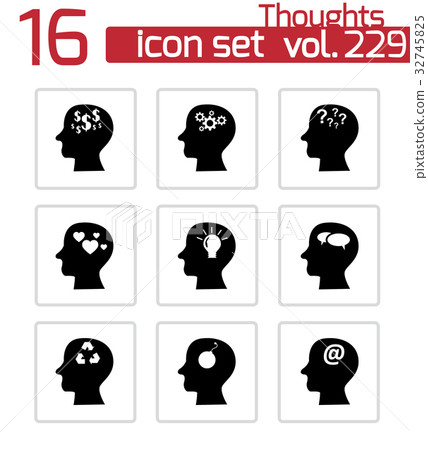 Vector black thoughts icons set - Stock Illustration [32745825] - PIXTA