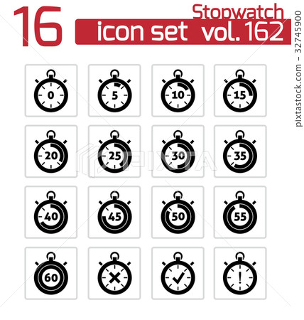 Vector black stopwatch icons set - Stock Illustration [32745900] - PIXTA