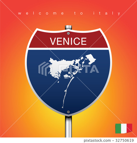 The City label and map of Italy In American Signs - Stock Illustration ...