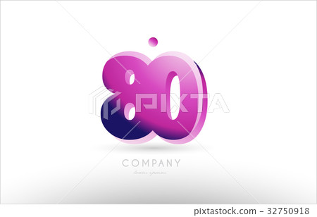 number 80 black white pink logo icon design - Stock Illustration ...