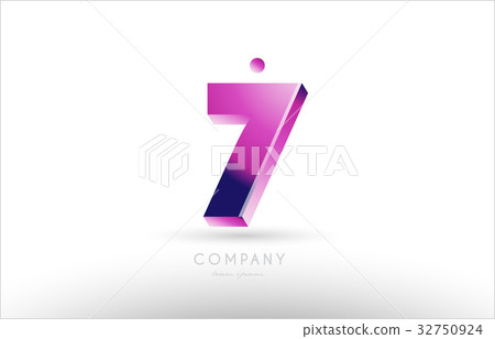 number 7 seven black white pink logo icon design - Stock Illustration ...