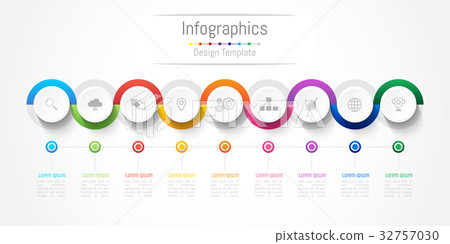 Infographic design elements with 9 options - Stock Illustration ...