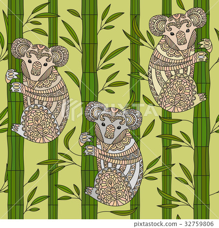 Hand drawn vector zentangle koala. - Stock Illustration [32759806] - PIXTA