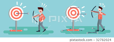 Vector illustration businessman hits target-插圖素材 [32782024] - PIXTA圖庫
