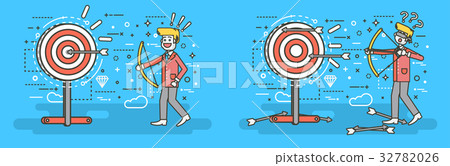 Vector illustration businessman hits target - Stock Illustration ...
