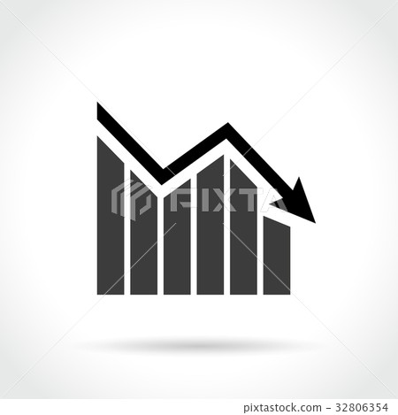 declining graph icon on white background - Stock Illustration [32806354 ...