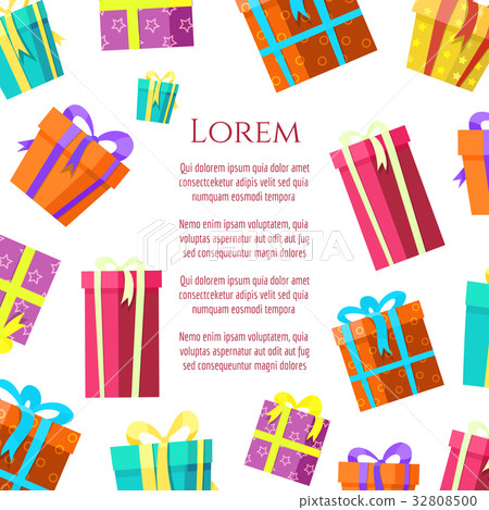 Colorful gift boxes poster design - Stock Illustration [32808500] - PIXTA