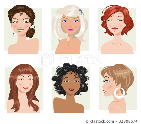Set of female hair style. Vector collection - Stock Illustration ...