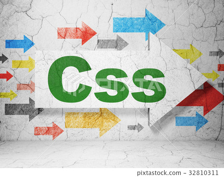 Database concept: arrow with Css on grunge wall - Stock Illustration ...