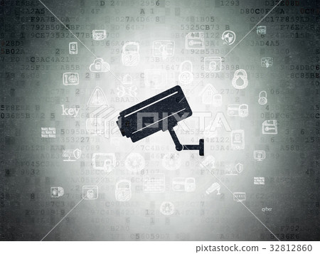 Protection concept: Cctv Camera on Digital Data - Stock Illustration ...