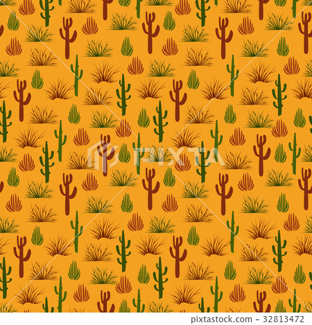 Wild nature desert seamless pattern - Stock Illustration [32813472] - PIXTA