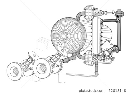 Wire-frame industrial equipment - Stock Illustration [32818148] - PIXTA