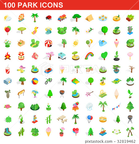 100 park icons set, isometric 3d style - Stock Illustration [32819462] - PIXTA