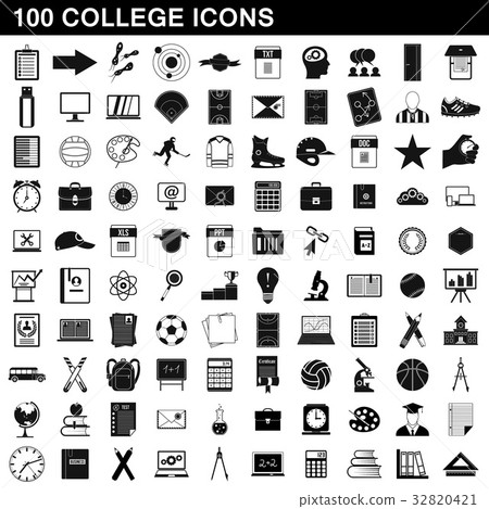 100 college icons set, simple style - Stock Illustration [32820421] - PIXTA