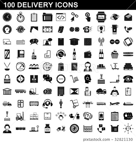 100 delivery icons set, simple style - Stock Illustration [32821130 ...