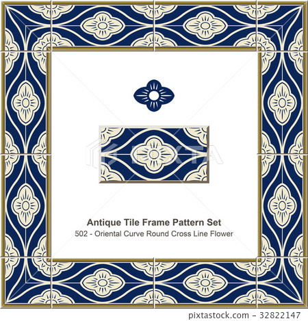 Antique tile frame pattern set - Stock Illustration [32822147] - PIXTA