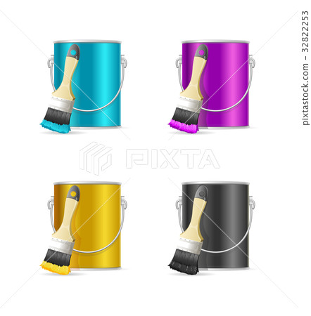 Paint Cans And Brushes Clip Art Paint Can Brush Vector Images (over