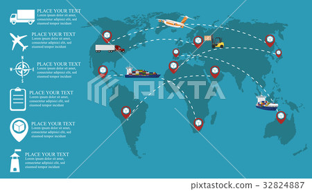 Global network of commercial cargo transportation - Stock Illustration ...