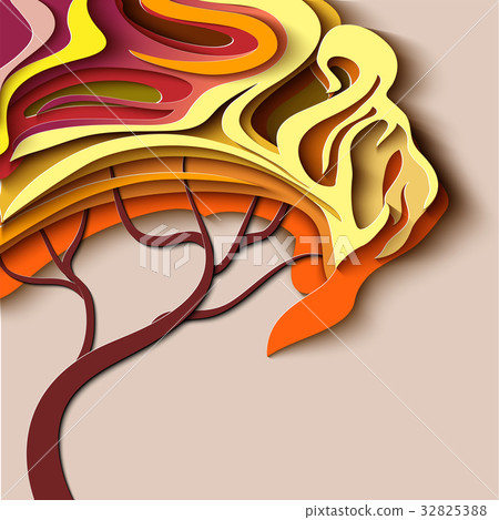 Autumn tree. Abstract paper cut design - Stock Illustration [32825388 ...