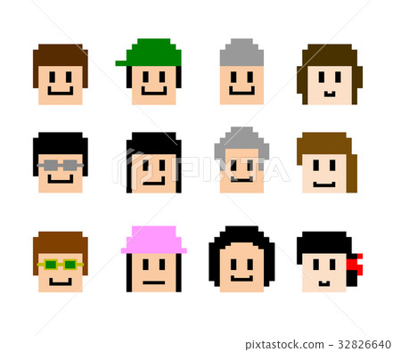 Pixel face - Stock Illustration [32826640] - PIXTA