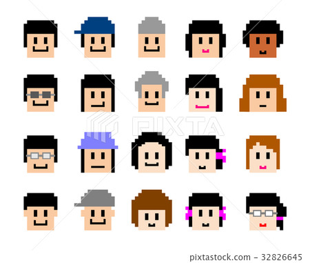 Pixel face - Stock Illustration [32826645] - PIXTA
