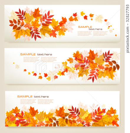 Set of abstract autumn banners with color leaves - Stock Illustration ...